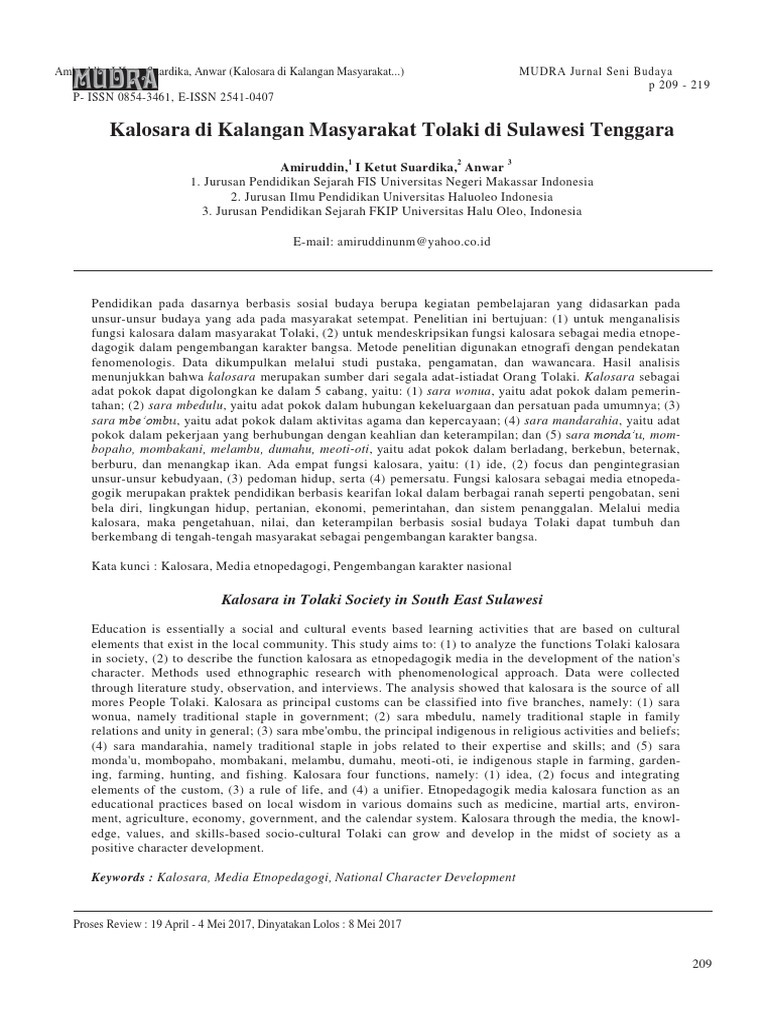 ID Kalosara Di Kalangan Masyarakat Tolaki D PDF | PDF