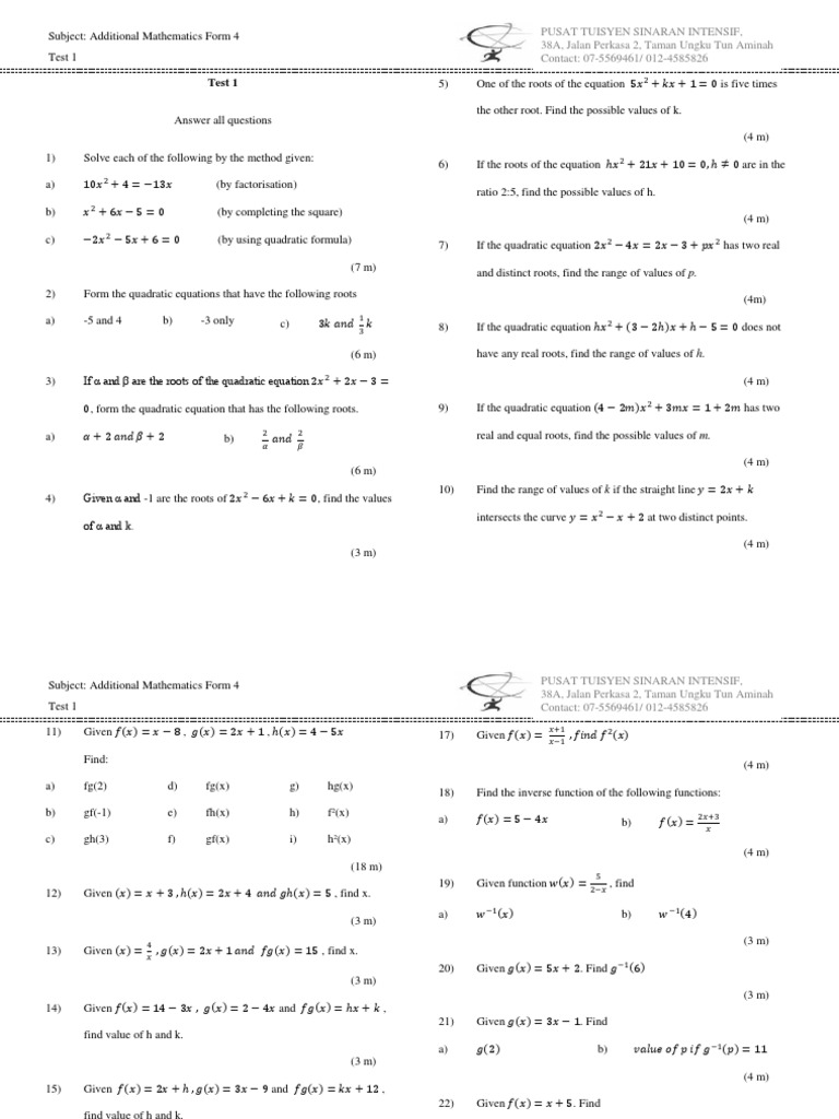 Test 1: Pusat Tuisyen Sinaran Intensif, 38A, Jalan Perkasa 2, Taman ...