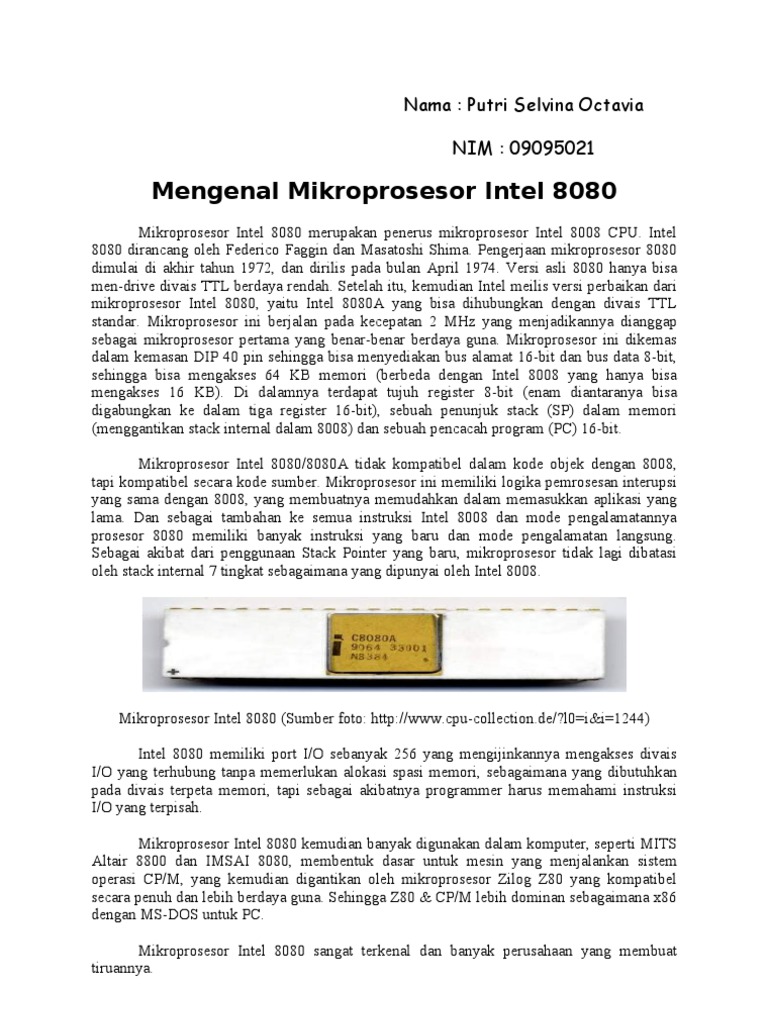 Mengenal Mikroprosesor Intel 8080 | PDF