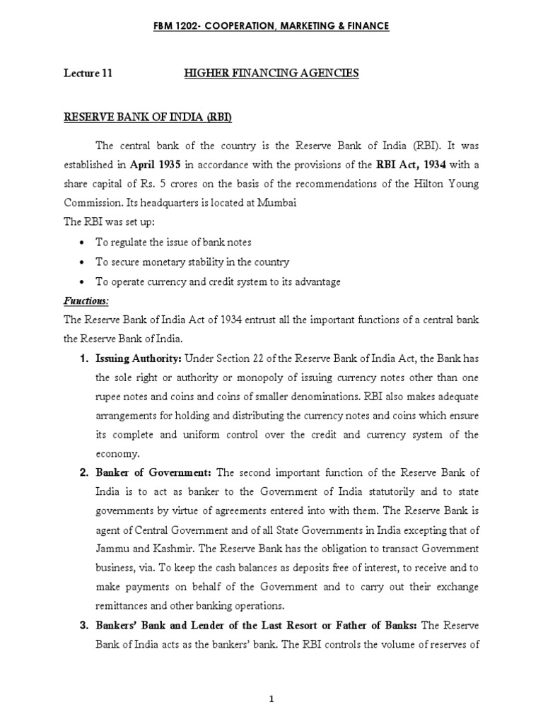 Understanding the Role and Functions of Key Higher Financing Agencies ...