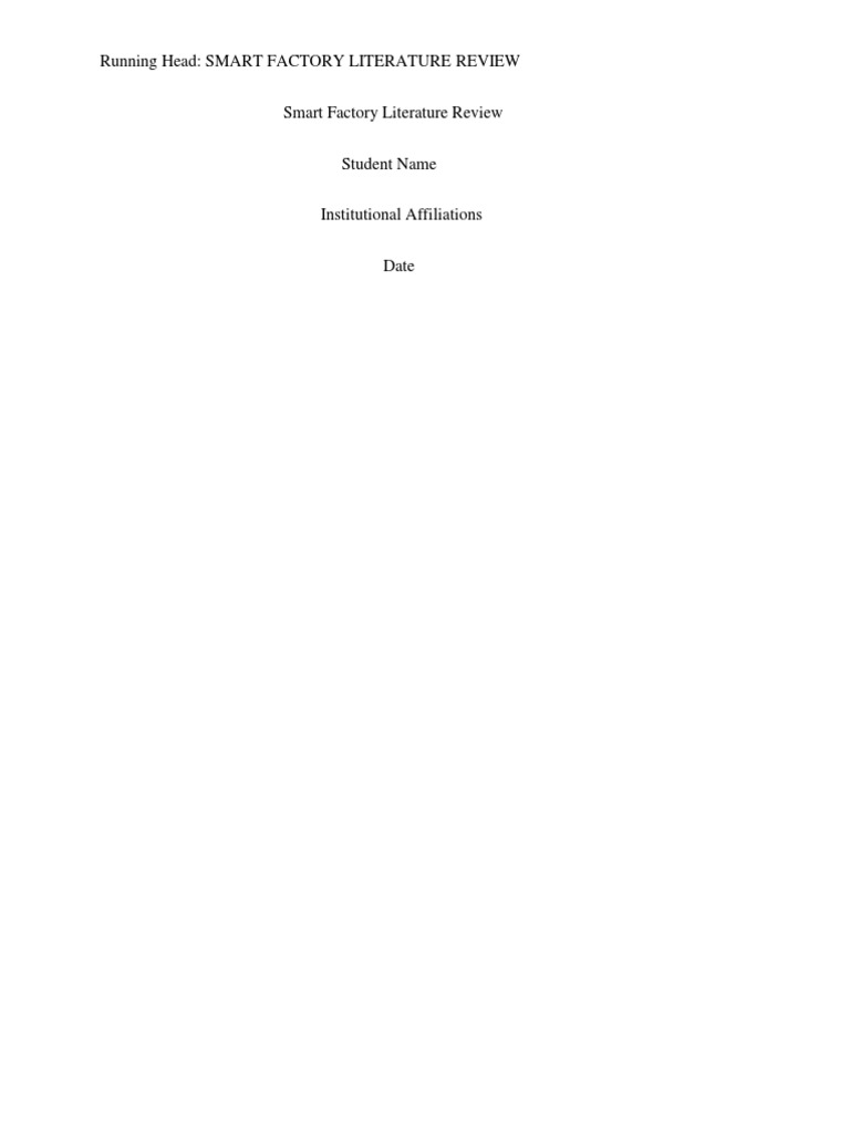 Literature Review Smart Factory | PDF | Internet Of Things ...