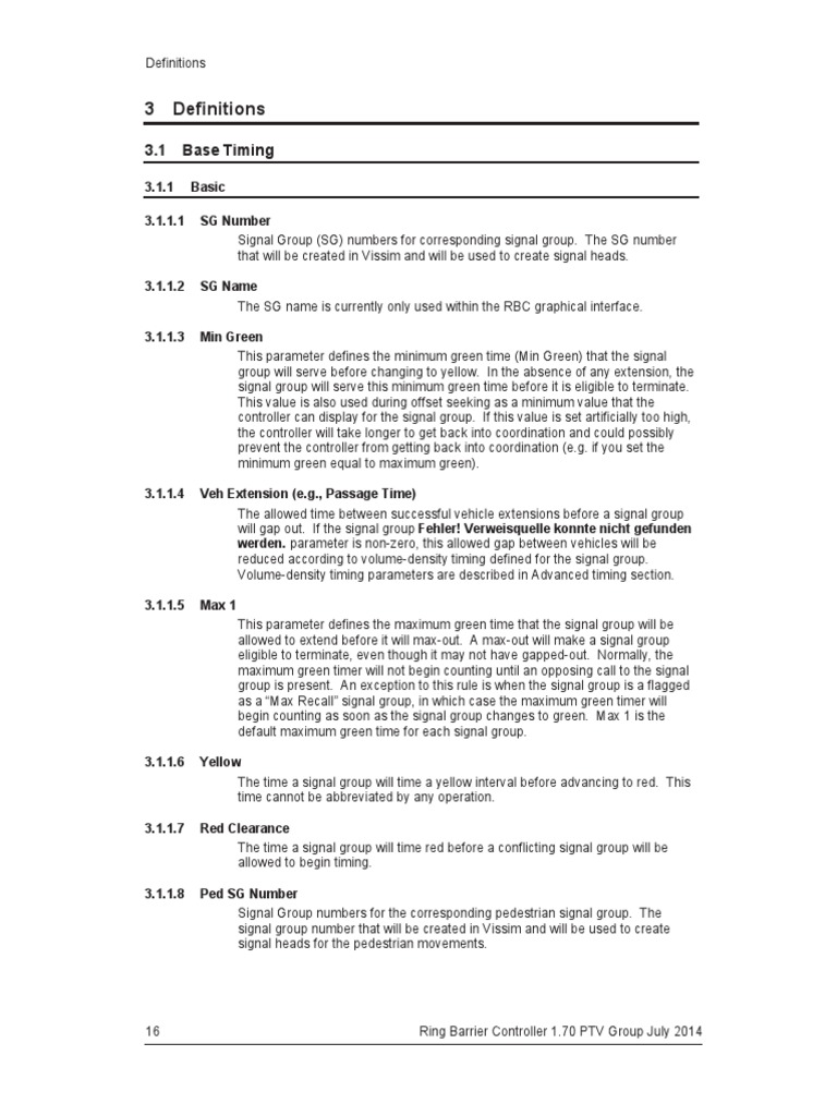 Ring Barrier Controller 1.70 PTV Group - Definitions | PDF | Pedestrian ...