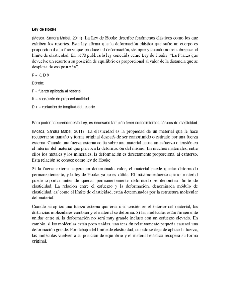 Ley de Hooke y Elasticidad | PDF | Elasticidad (Física) | El módulo de ...