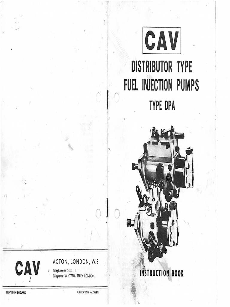 Lucas CAV DPA Injection Pump Instruction Book | PDF