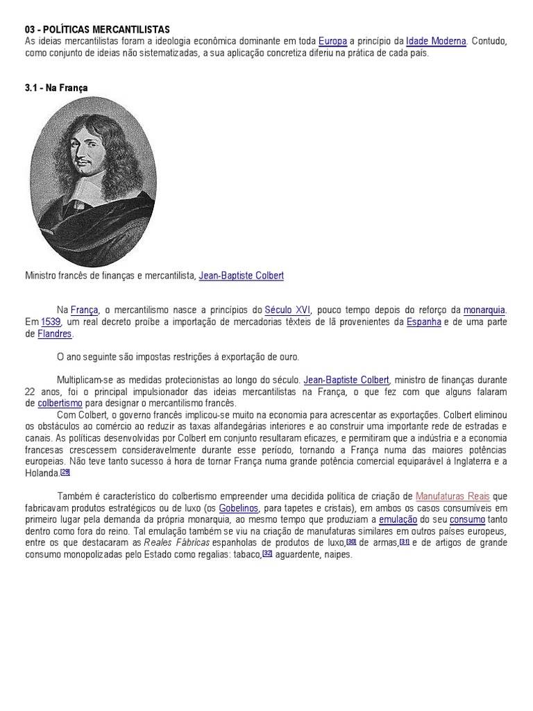 05 - Mercantilismo Francês - Colbertismo | PDF