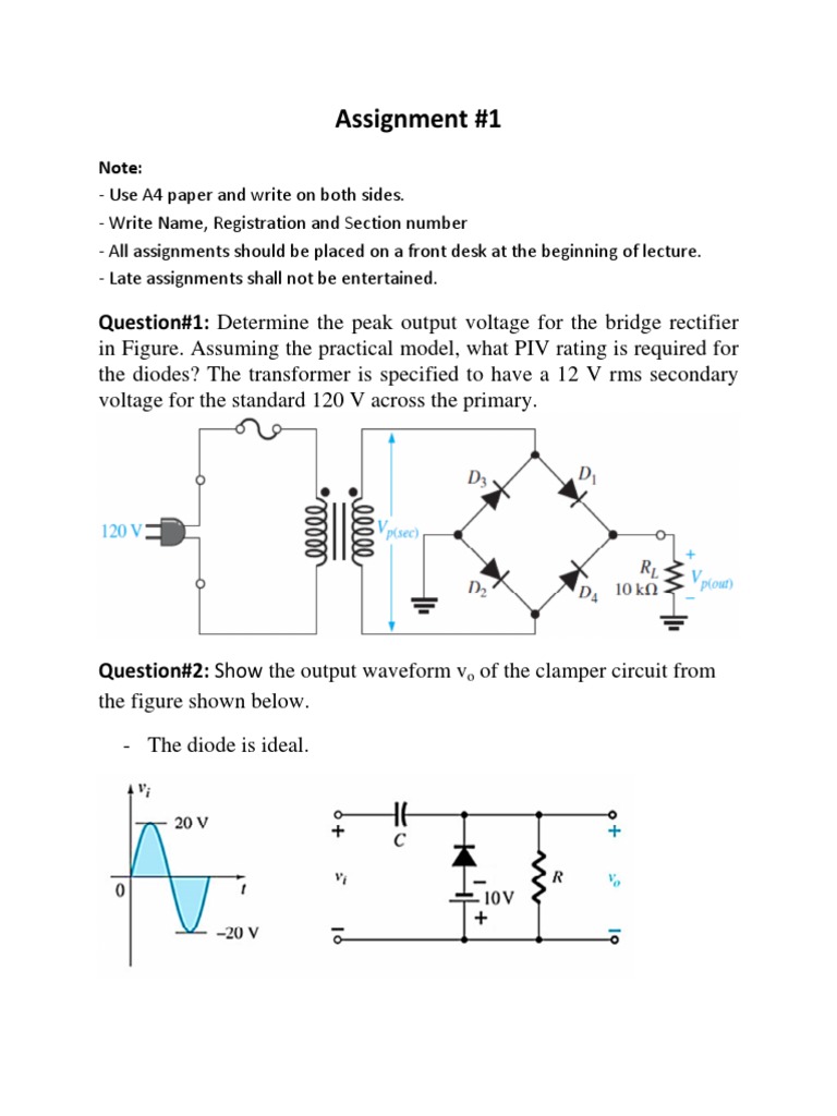 Bridge Rectifier and Clamper Circuit Assignment | PDF