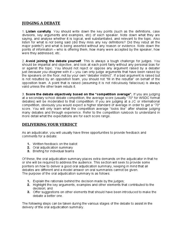 Judging A Debate | PDF | Argument | Fallacy