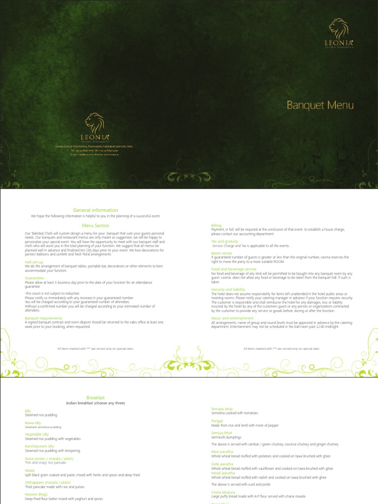 Menu Banquet | PDF | Curry | Indian Cuisine