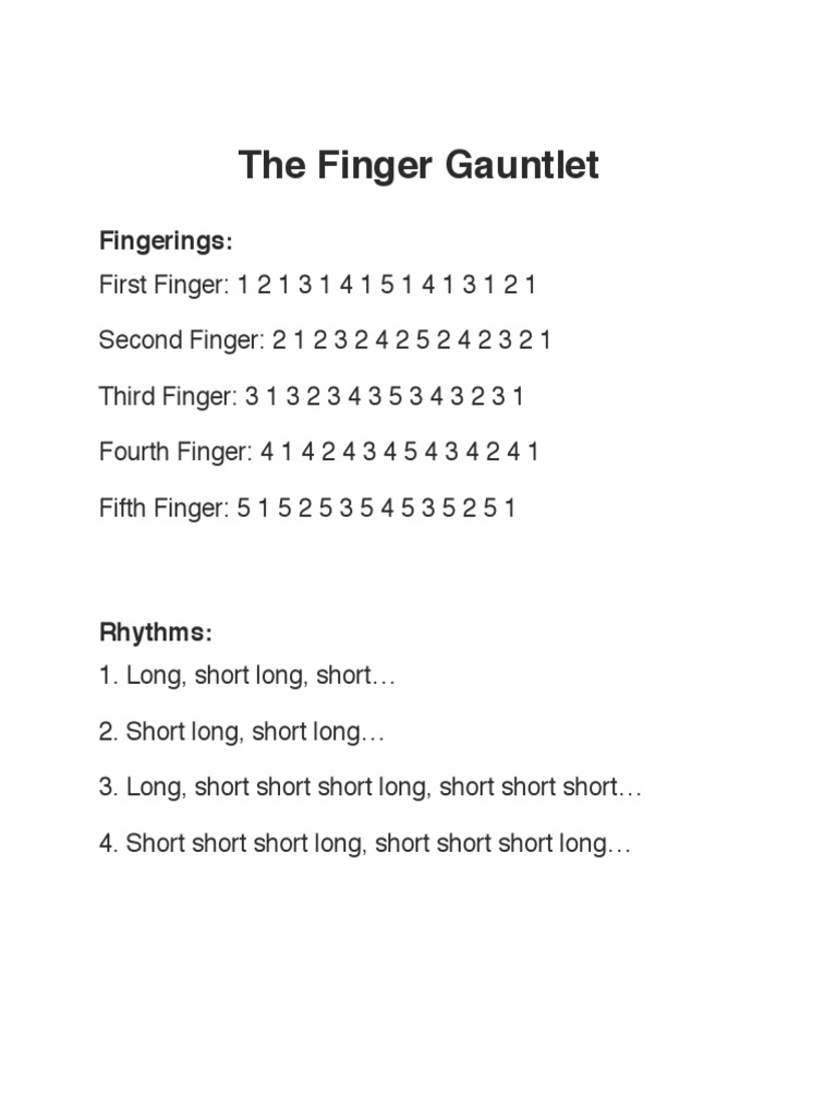 Finger Gauntlet Exercise Patterns | PDF