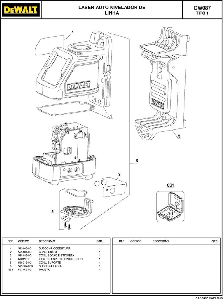Vista Explodida Laser Auto Nivelador Dw087 Dewalt D NQ NP 548221 ...
