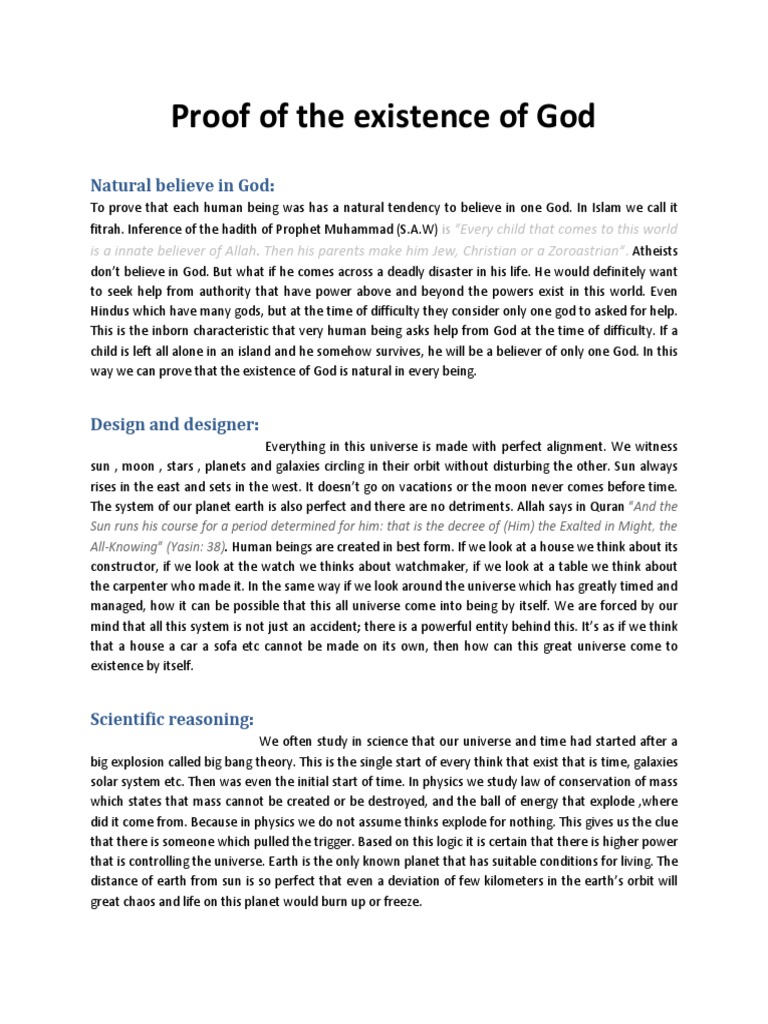 Proof of The Existence of God | PDF | Monotheism | God
