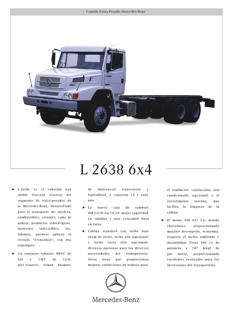 Mercedes Benz L 2638 6x4 Ficha Técnica Pdf Eje Transmisión