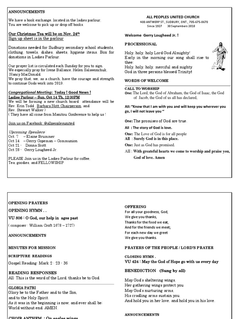 Bulletin Gerry Sept 30th Final | PDF | Hymns | Christian Worship And ...