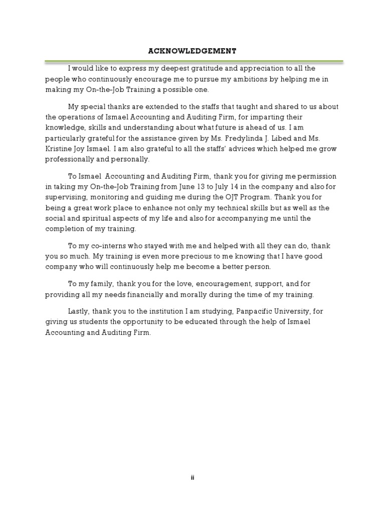 Acknowledgement | PDF | Career & Growth