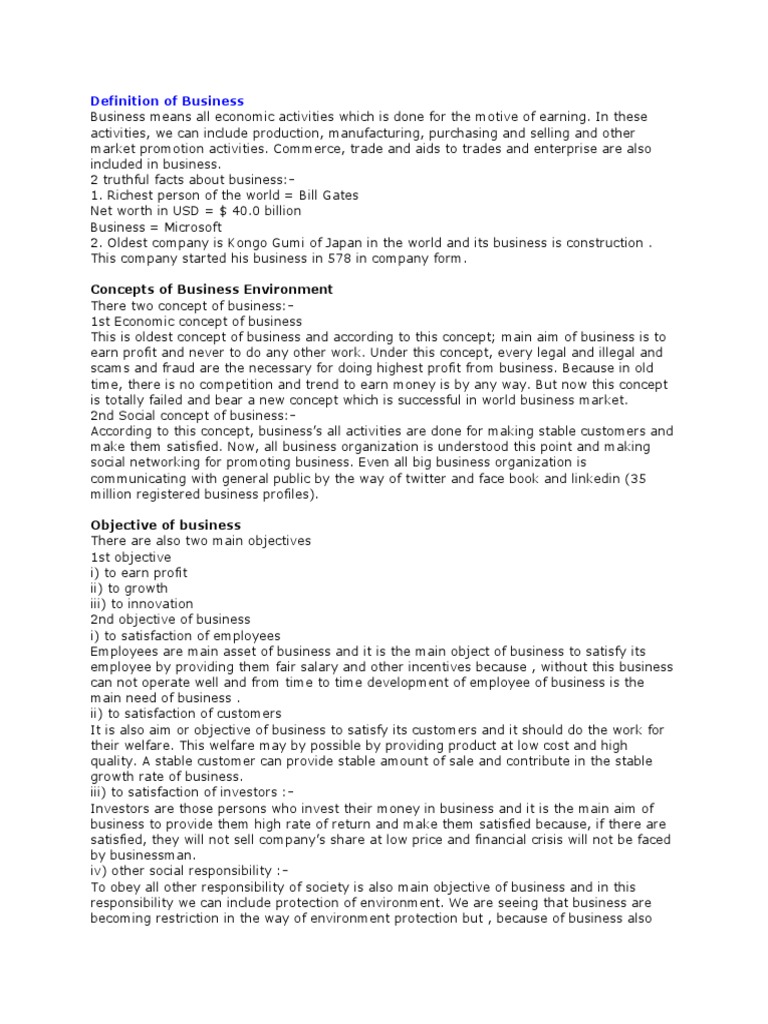 Definition of Business | PDF | World Trade Organization | Balance Sheet
