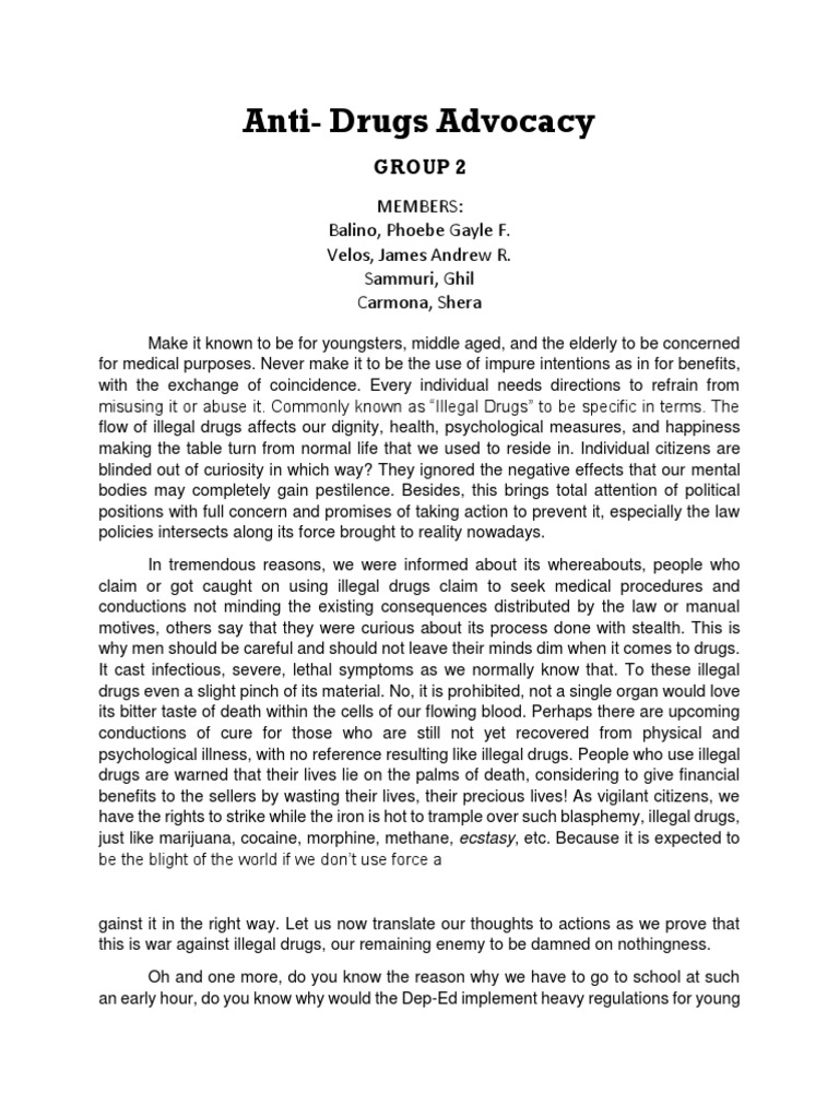 Anti-Drug Advocacy Group Report | PDF | Prohibition Of Drugs ...