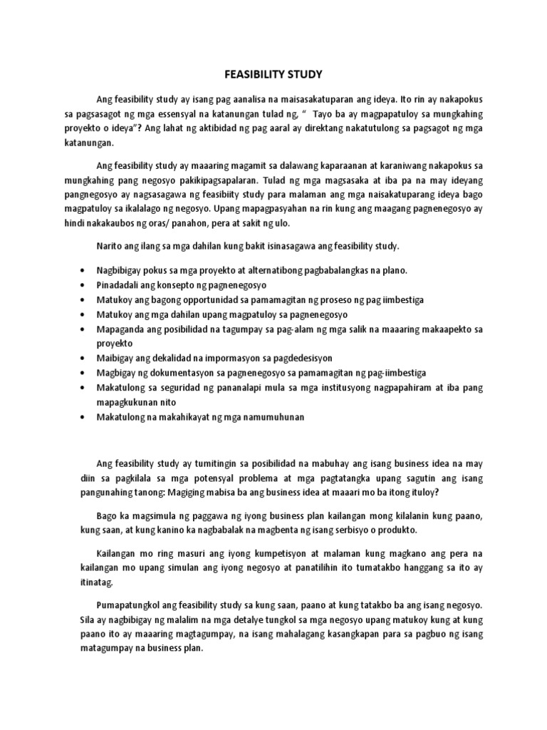 Feasibility Study | PDF