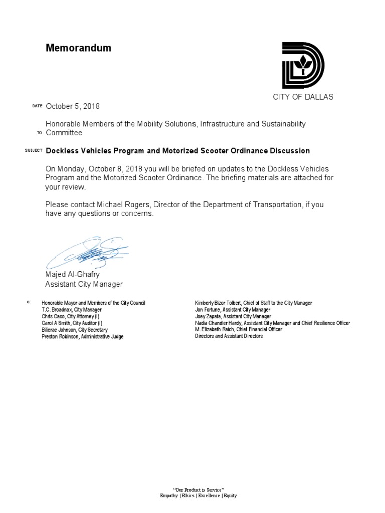 Dockless Vehicles Program and Motorized Scooter Ordinance Discussion | PDF | Sustainability ...