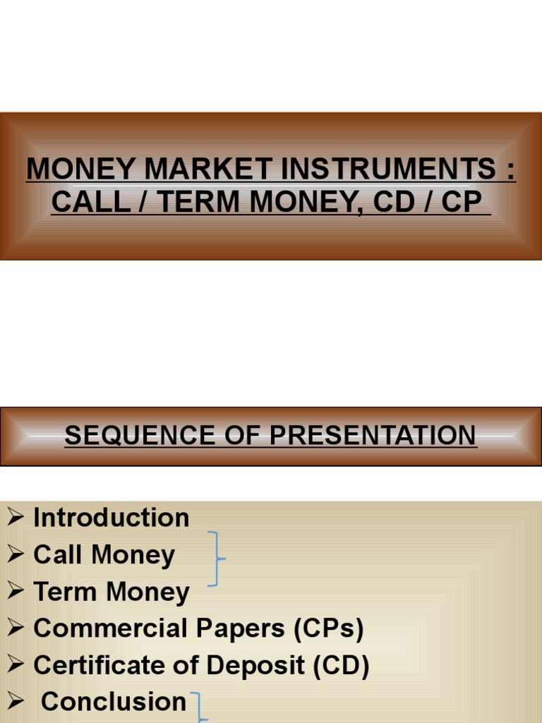 Call Money Presentation | PDF | Financial Markets | Money Market