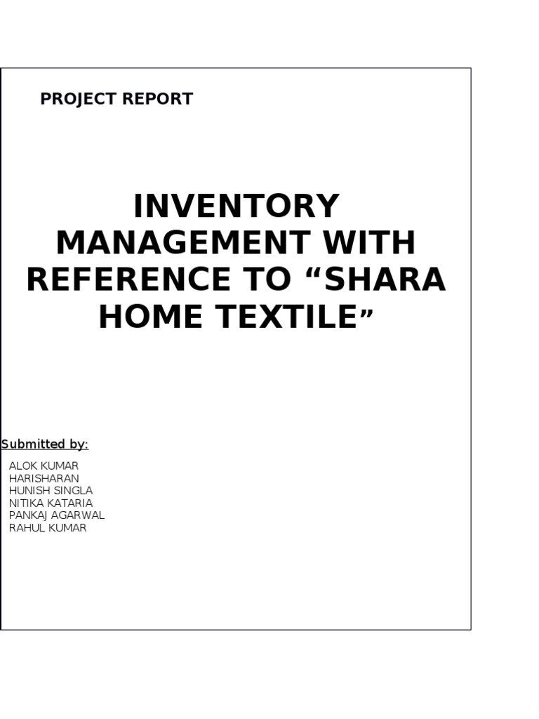 Project Report | PDF | Inventory | Textiles