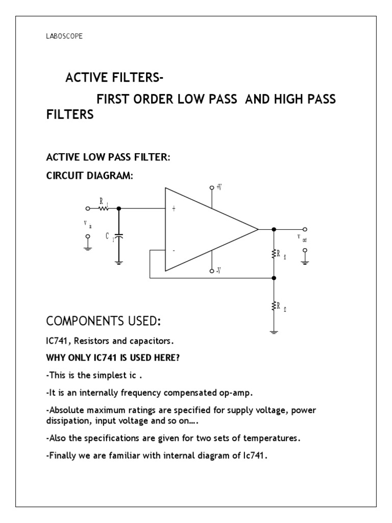 Active Filters-: First Order Low Pass and High Pass Filters | PDF ...
