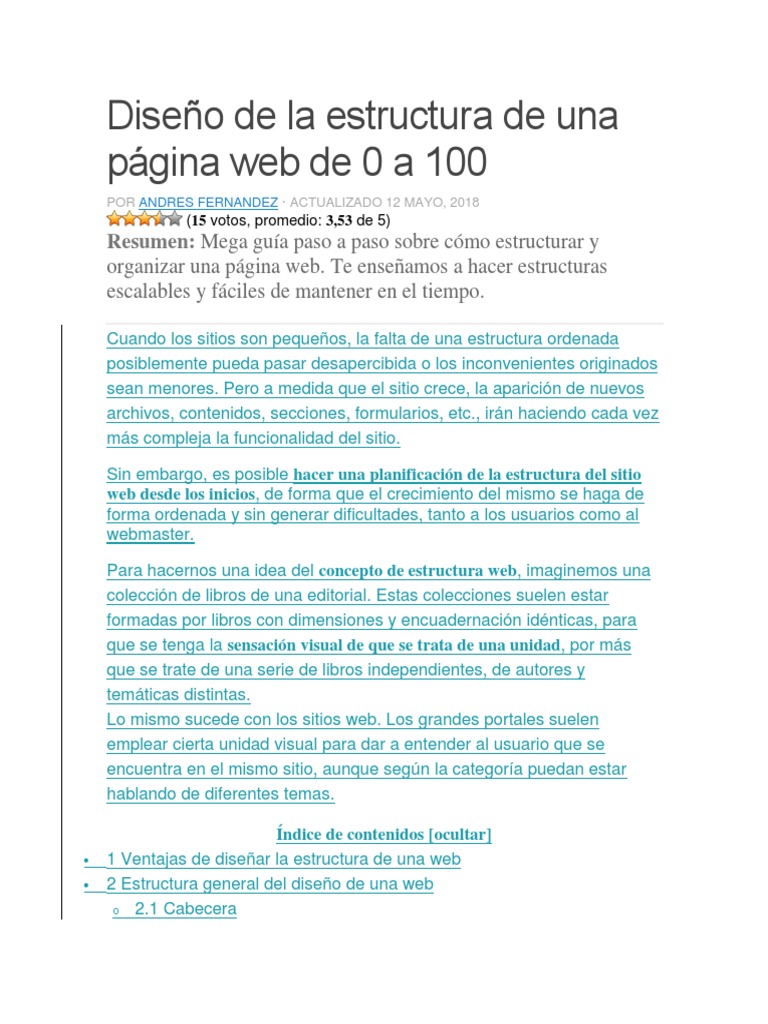 Diseño de La Estructura de Una Página Web de 0 A 100 | PDF | Página web ...