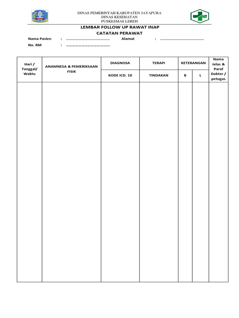 Lembar Follow Up Rawat Inap Cat Perawat | PDF