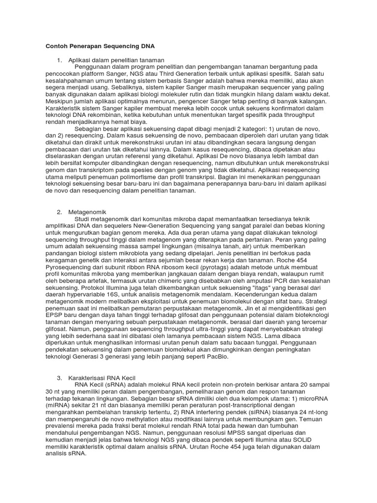 Contoh Penerapan Sequencing DNA | PDF | Sains & Matematika