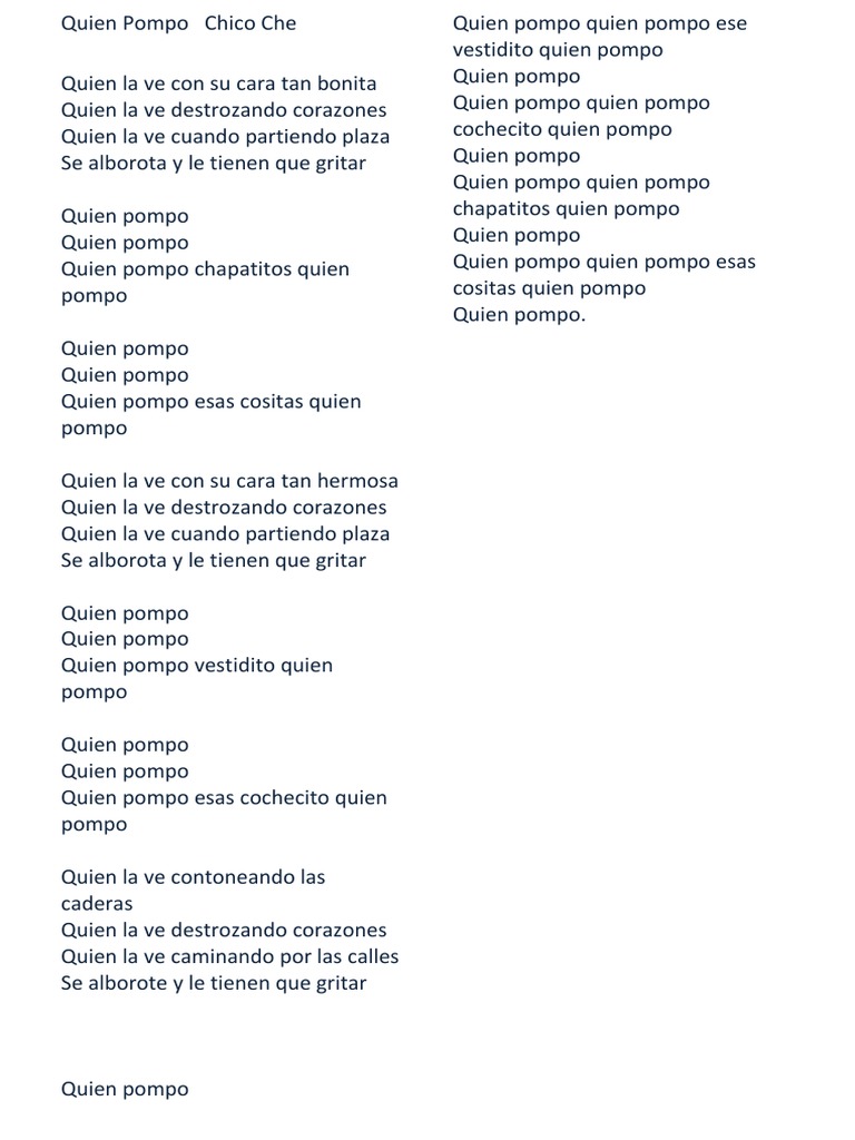 Quien Pompo Chico Che | PDF