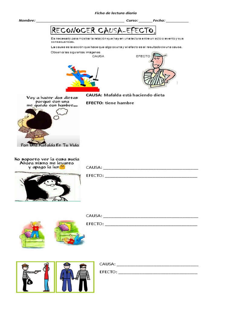 Causas y Efectos: Ficha de Lectura | PDF