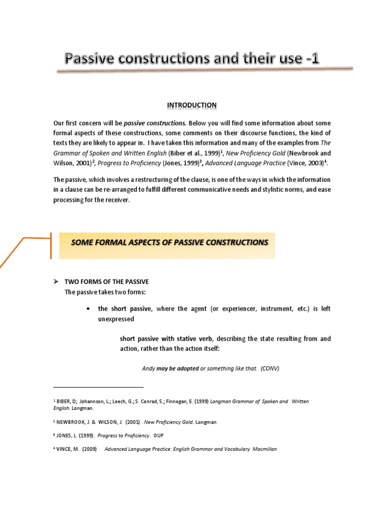 Passive Constructions and Their Use-1 | PDF | Verb | Subject (Grammar)