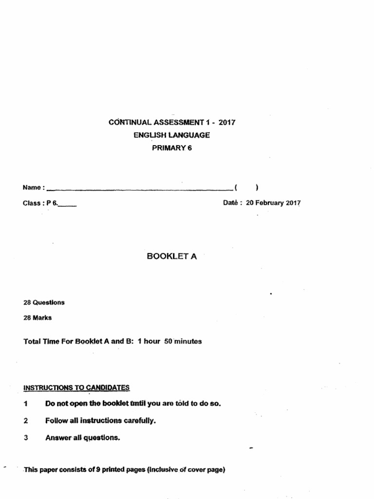 P6 English CA1 2017 ACS Exam Papers | PDF | Summer Olympic Sports ...