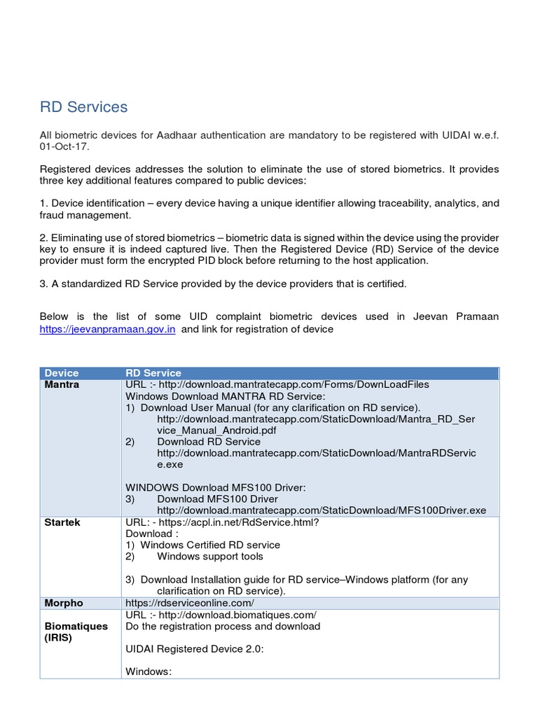 RD Services-2 PDF | PDF | Biometrics | Microsoft Windows