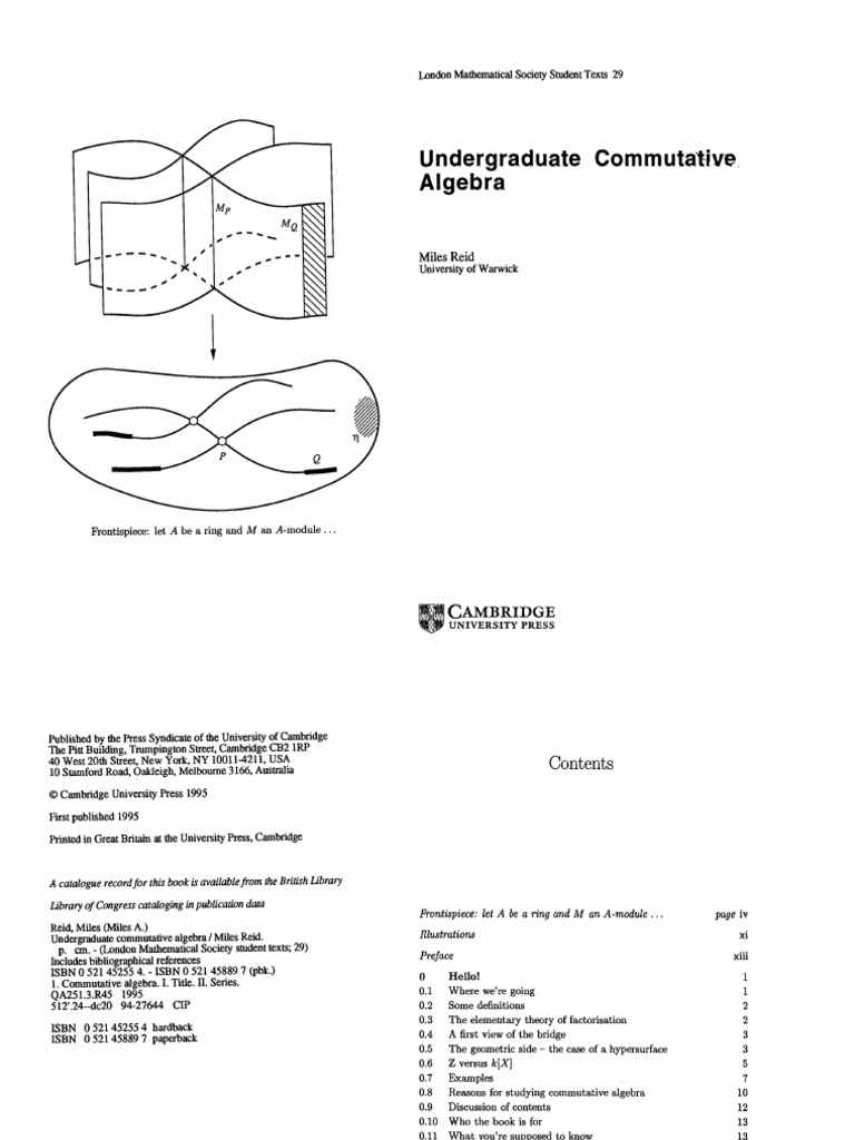 Reid-Undergraduate Commutative Algebra PDF | PDF