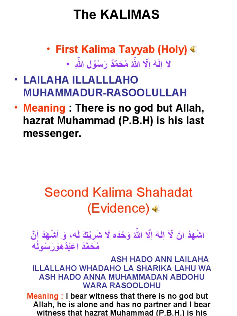 The Kalimas: - First Kalima Tayyab (Holy) | PDF | God In Islam ...