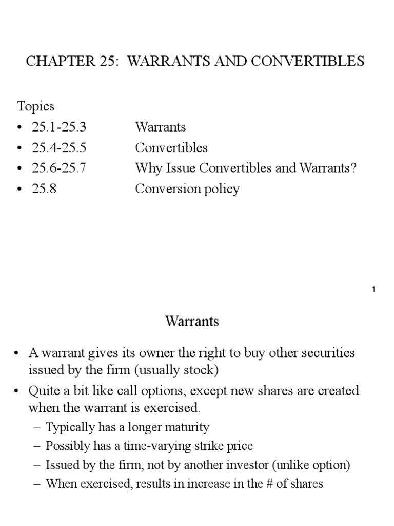 Chapter 25: Warrants and Convertibles | PDF | Warrant (Finance ...
