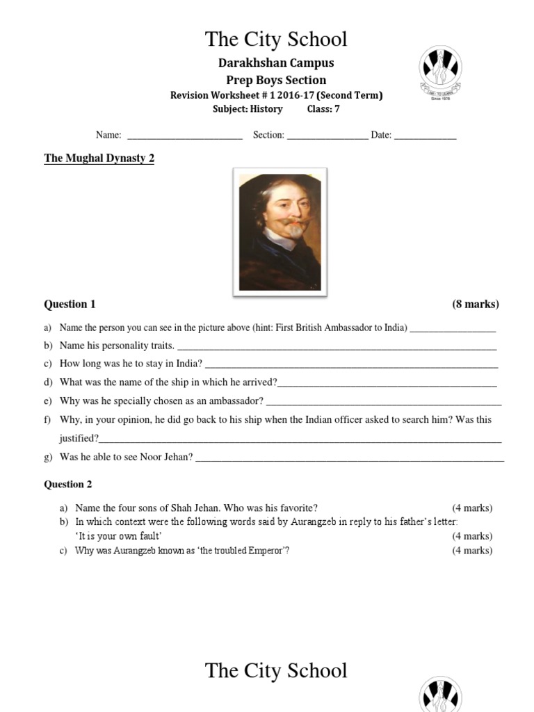 History Worksheets Class 7 | PDF | Timurid Dynasty | South Asia