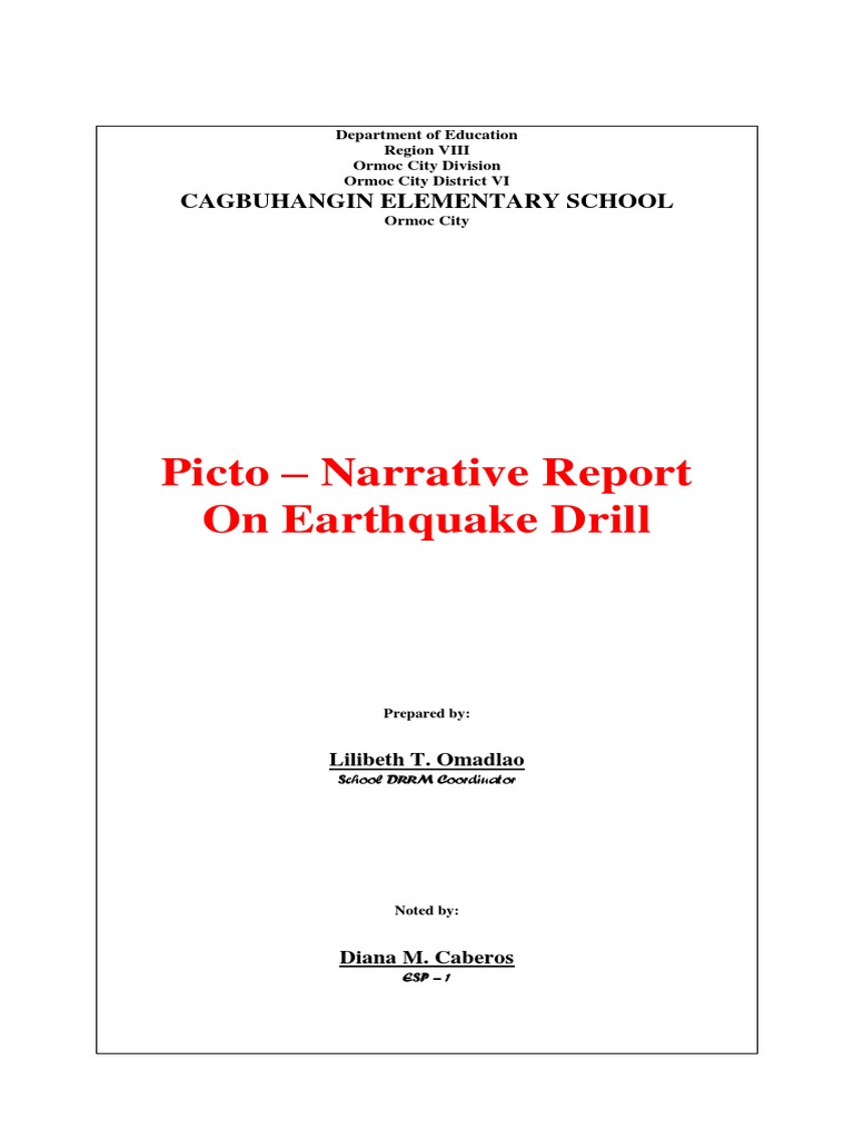 Picto - Narrative Report On Earthquake Drill: Cagbuhangin Elementary ...