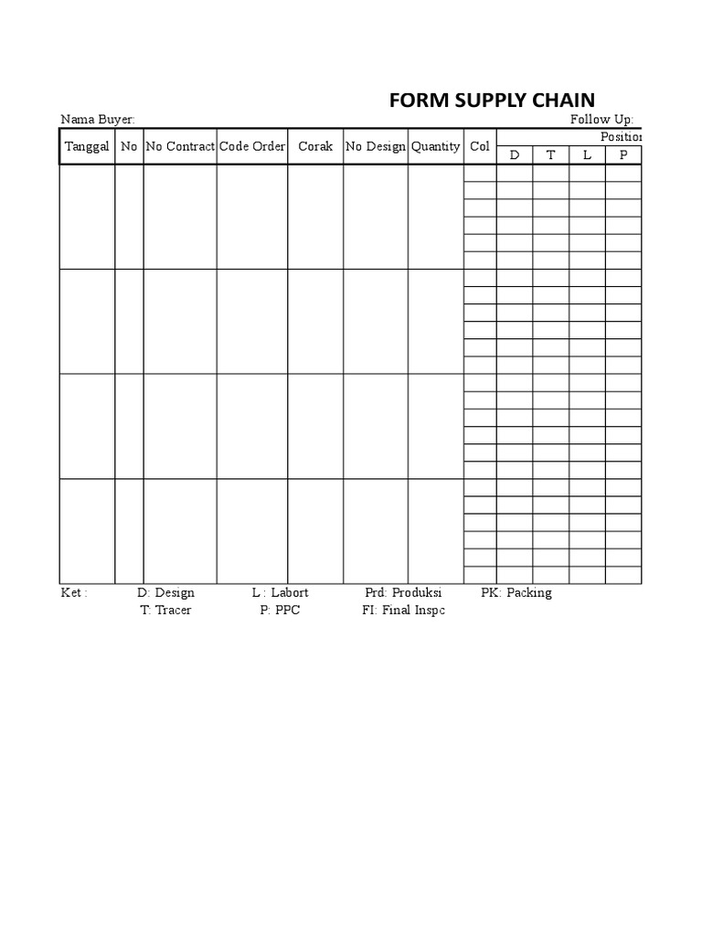 Form Supply Chain: Nama Buyer: Follow Up: Tanggal No No Contract Code ...