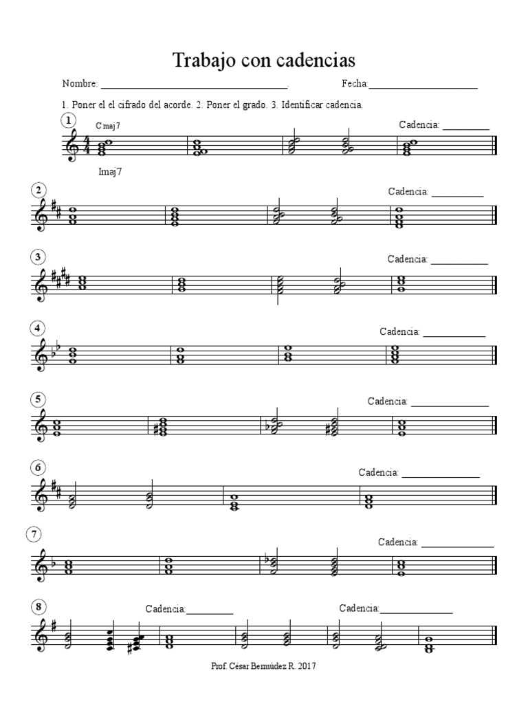Ejercicios de Cadencias PDF | PDF