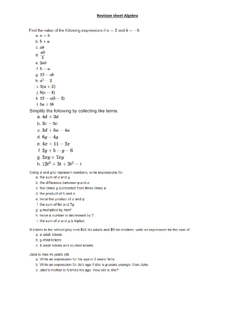 Revision Sheet | PDF