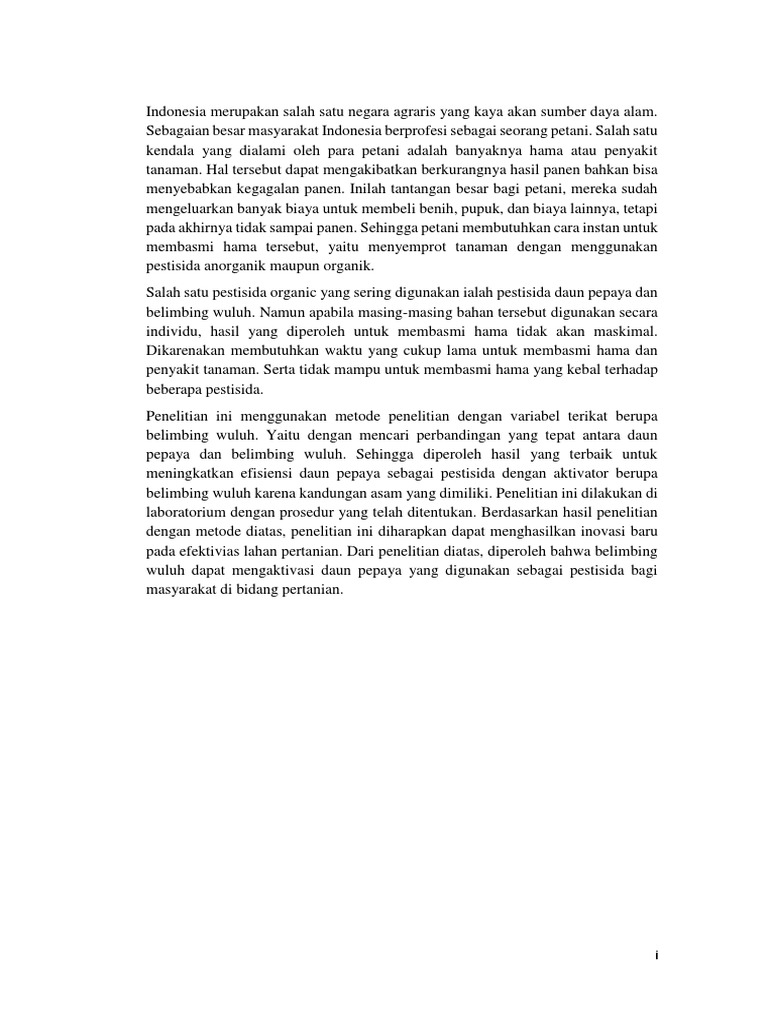 Pestisida Organik Daun Pepaya Dengan Aktivator Ekstrak Belimbing Wuluh ...