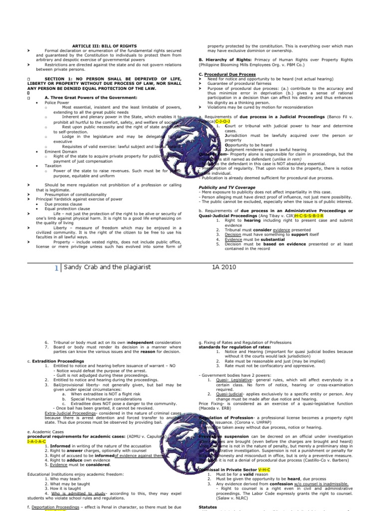 Consti 2 Final Reviewer Protected) | PDF | Search Warrant | Due Process Clause