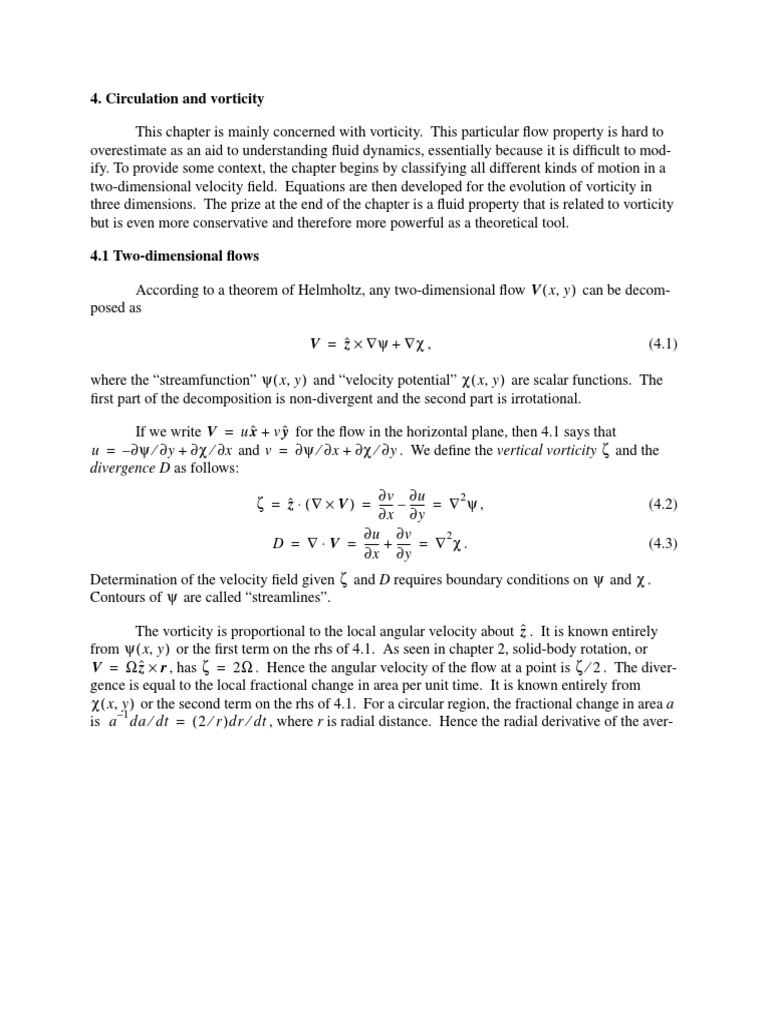 Circulation & Vorticity | PDF | Cartesian Coordinate System | Fluid ...