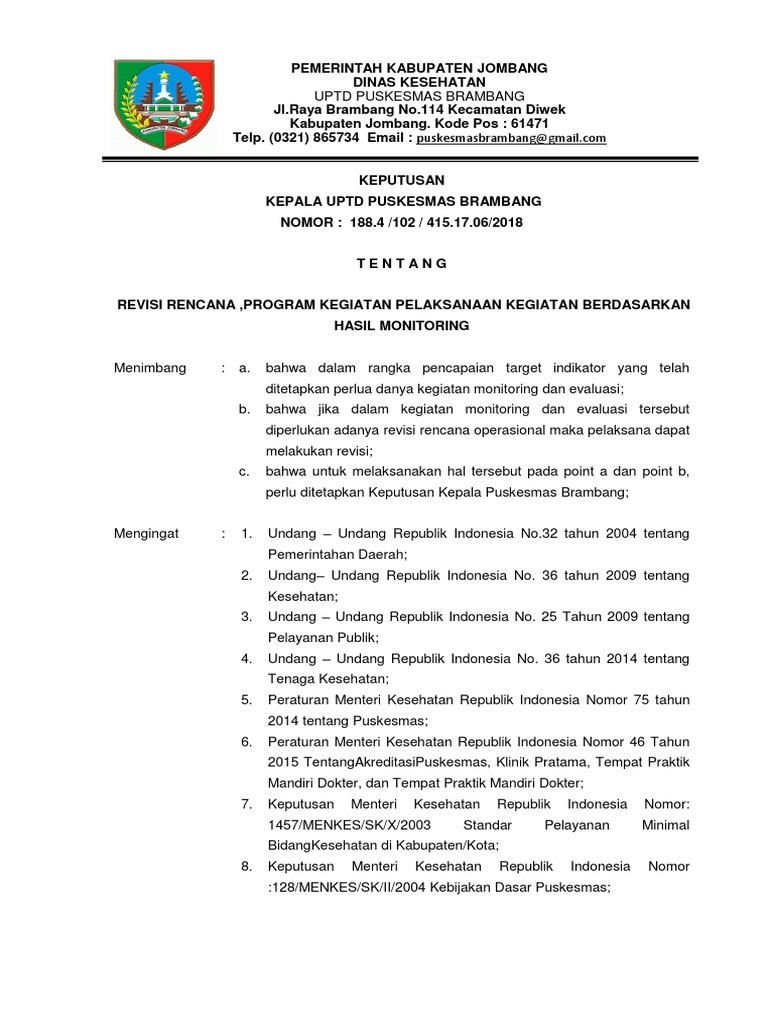 SK Revisi Rencana Operasional | PDF