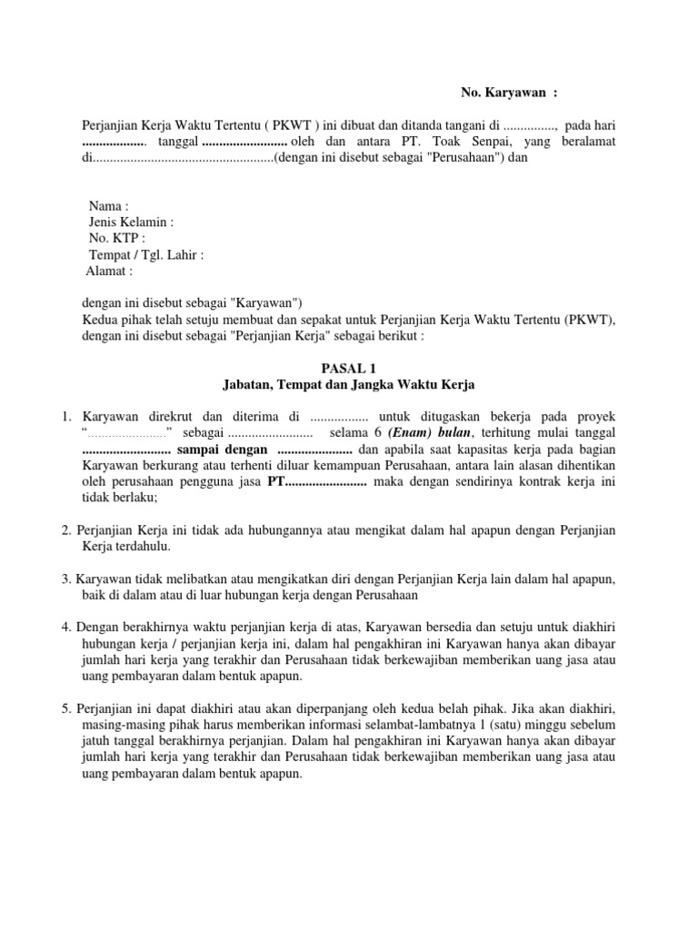 Contoh PKWT | PDF