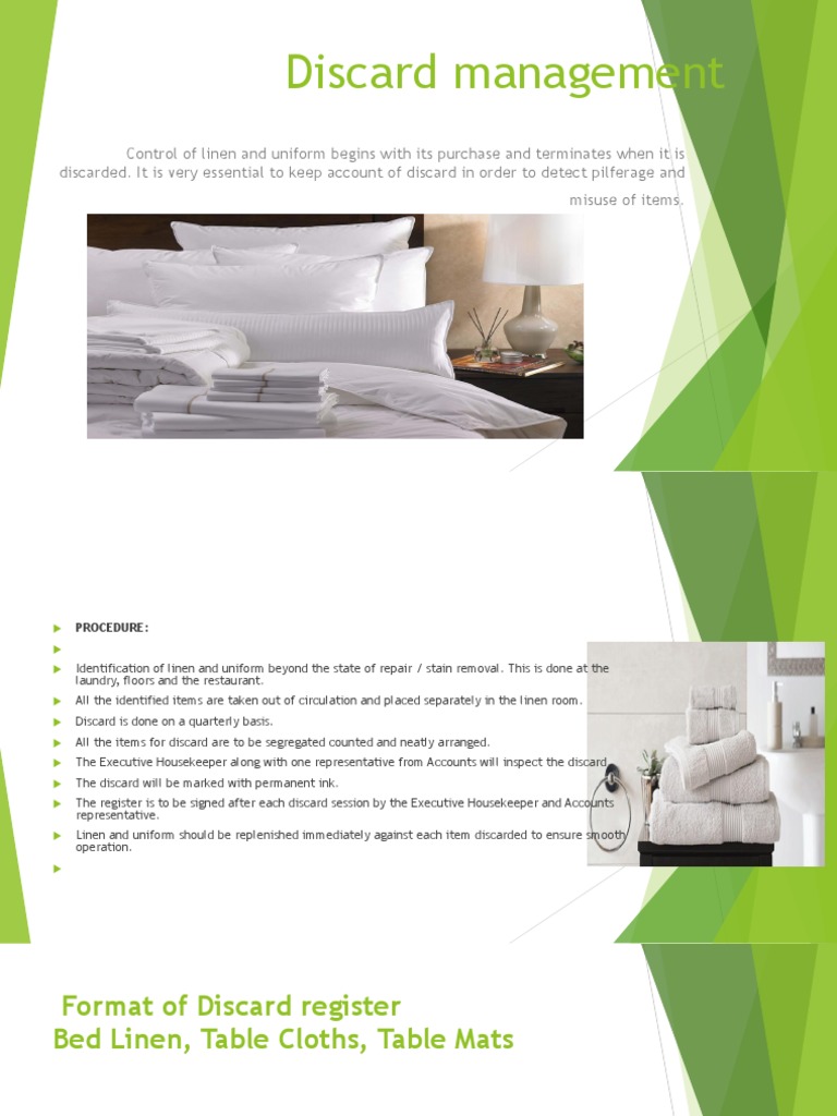 Linen Discard Management Procedures | PDF | Linens | Bed