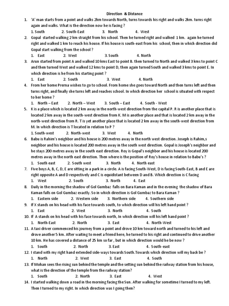 Direction & Distance SSC PDF | PDF | Speed | Nature