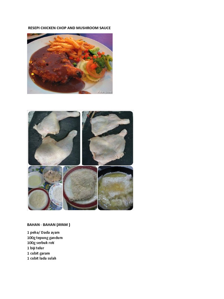 Resepi Chicken Chop and Mushroom Sauce | PDF