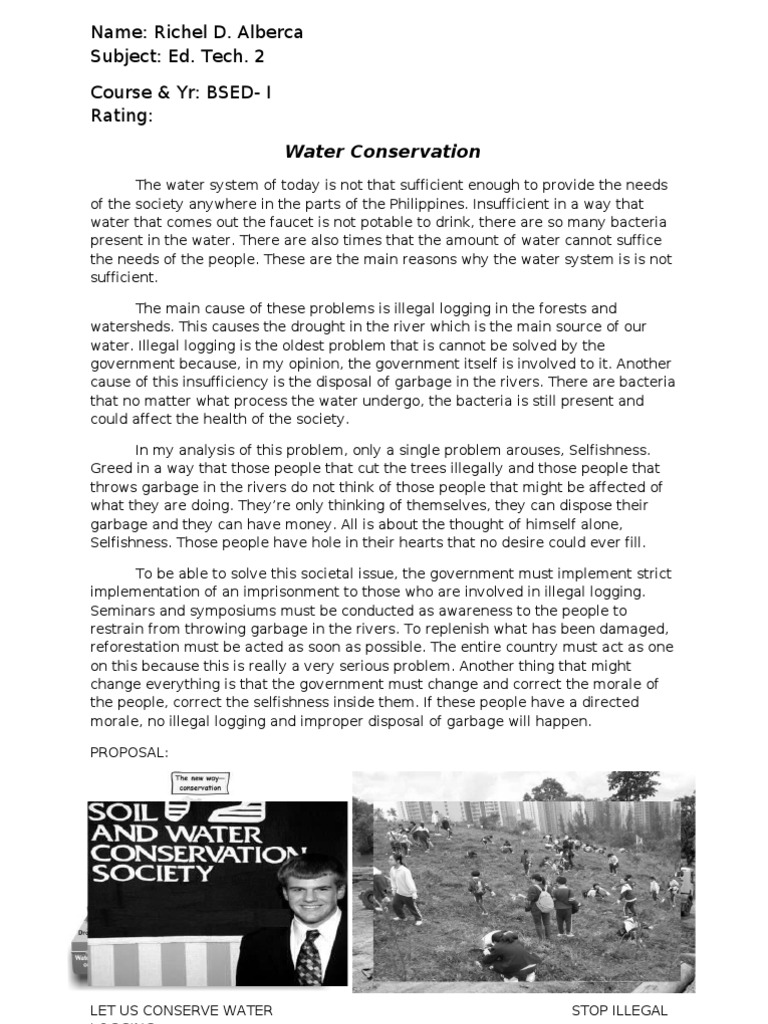 Water Conservation and Illegal Logging Issues | PDF | Wellness ...
